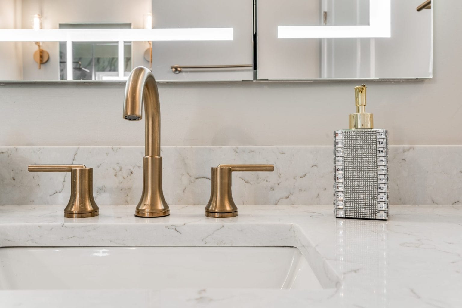 Waxhaw-Marvin Master Bathroom with Mosaic Waterfall | DGK Charlotte